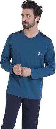 Athéna Ensemble Pyjama Long Homme, Ecopack- Jersey 100% Coton Respirant - T-Shirt Manches Longues + Pantalon - Label Oeko-TEX Standard 100