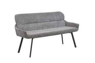Byliving Bank RICO/Webstoffbezug, Gestell in schwarz/Taschenfederkern, aufgedoppelter R&uuml;cken/Esszimmerbank, Sitzbank/B 140 x H 90 x T 62 cm (Dunkelgrau)