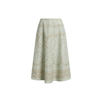 Alberta Ferretti Femme, Jupes, Bleu, Taille: 38 FR Jupe Midi Imprim&eacute;e en Lin