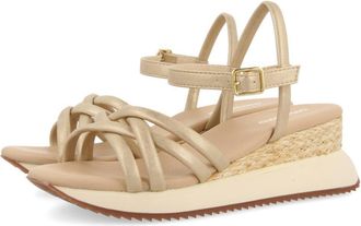 Gioseppo Permet Damen-Sandalen mit Keilabsatz und röhrenförmigen Riemen, gold, 36 EU
