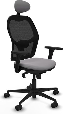 Piqueras y Crespo Jorquera Rollstuhl mit 3D-Armen, h&ouml;henverstellbare Lendenwirbelst&uuml;tze und festes Kopfteil, ausgestattet mit 5 Positionen, Schwarz/Grau