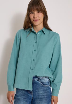 Cecil Hemdbluse CECIL, Damen, Gr. XXL (46), gr&uuml;n (mineral blau), Web, 100% Baumwolle, unifarben, normal normal, V-Ausschnitt, abgesteppt, Blusen Hemdbluse, 