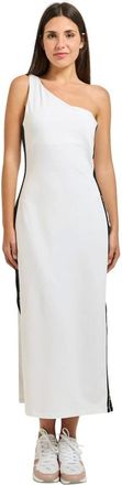 Emporio Armani Femme, Robes, Blanc, Taille: 36 FR Robe Longue Asym&eacute;trique avec Bande Logo Lat&eacute;rale