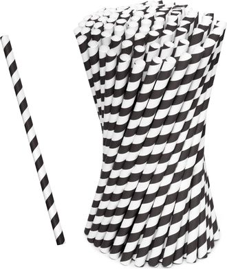 Love Nature Strohhalme Papier - Papierstrohhalme 100 St&uuml;ck - Trinkhalme Papier Recycling Schwarz Wei&szlig;