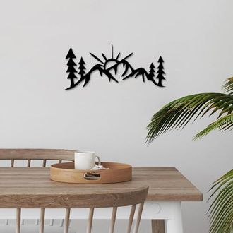 Hanah Home Stylish Black Decorative Metal Wall Accessory, 60 x 26 cm | 100% Metal, 1.5 mm Thickness | Lightweight & Modern Design for Home Decor