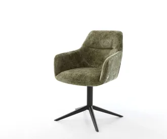 DELIFE Drehstuhl Pejo-Flex Chenille Olive Fu&szlig;kreuz Schwarz 360&deg; drehbar Wippfunktion Taschenfederkern, Esszimmerst&uuml;hle