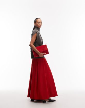 Asos Jupe plissée circulaire - Rouge vif