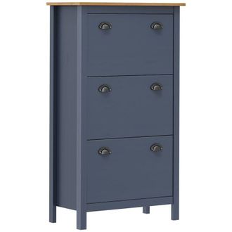 vidaXL Schuhschrank Hill Grau 72x35x124 cm Massivholz Kiefer - Vidaxl