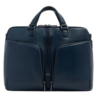 Piquadro Doppelrei&szlig;verschluss 15-6 Leder Laptoptasche mit RFID-Schutz - - Bags - Herren - Blau - ONE SIZE