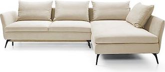 Selsey Ecksofa DEMISBAL mit Schlaffunktion, Bettkasten, Cremeweiß, linksseitig