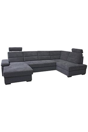 Cantus Wohnlandschaft, Anthrazit, Textil, Uni, 6-Sitzer, F&uuml;llung: Schaumstoff, Ottomane links, U-Form, 319x183 cm, Made in Europe, Schlafen auf Sitzh&ouml;he, Woh