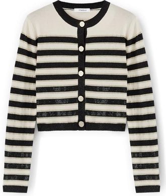 Motivi Femme, Pulls, Noir, Taille: 40 FR Cardigan ray&eacute; en lurex avec clous