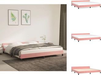 vidaXL Bettgestell mit Kopfteil ohne Matratze Rosa 200x200 cm Samt - Samt Bettgestell - Rosa Bettgestell - Doppelbett Gestell - Kopfteil Bettgestell