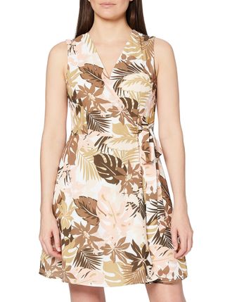 Koton Damen Wickelkleid Mit Floralem Muster Partykleid, Rosa (Rosa 02b), (Herstellergröße: 40)