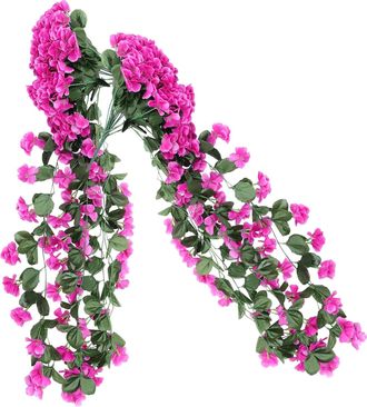 Aboofan Künstliche Hängeblumen 2 Stück Detailgetreue Violette Ranken aus Seide Langlebige Dekoration für Garten Veranda und Hochzeiten