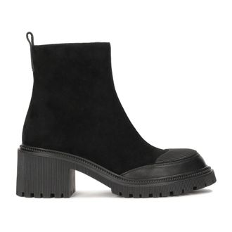 Kazar Femme, Chaussures, Noir, Taille: 41 EU Bottines noires &agrave; talon bloc fabriqu&eacute;es en mat&eacute;riaux combin&eacute;s