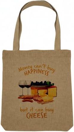 Fabulous Sac Shopping Tote Bag Aspect Lin - Cheese - Money Cant Buy Happiness Cheese France Sac de Courses Toile Epaisse 360g Beige Naturel Cabas Port&eacute; Epaule 