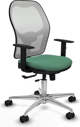 Piqueras y Crespo Gr&uuml;ner Drehstuhl mit 1D-Armen, h&ouml;henverstellbare Lendenwirbelst&uuml;tze, ausgestattet mit Syncro/Traslack und eingespritztem Schaum. Mit Rollen von 65 mm 