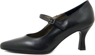 OSVALDO PERICOLI Decolleté Mary Jane en cuir nappa noir, talon moyen 7 cm, I5P61, Noir, 40 EU