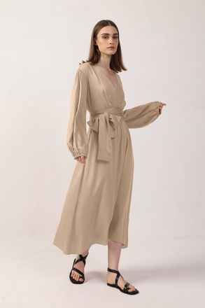 Neu Nomads Damen vegan Kleid Rachel Langarm Gold