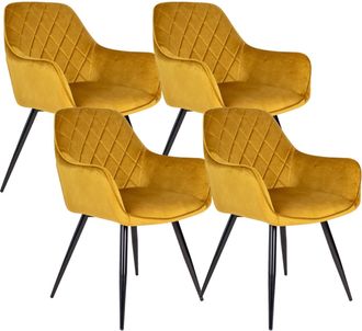 Kick Collection 4er Set Esszimmerst&uuml;hl Monza - Gold - Modern und Hochwertig - Samtstoff und Metall - Erh&auml;ltlich in vielen Farben