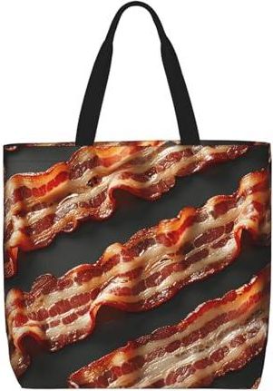 Generic Motif Bacon Sac Cabas Pliable Sacs L&eacute;ger Sac Fourre-Tout Pour Gym Voyage Quotidienne