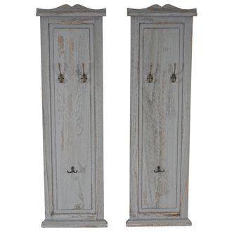 Mendler 2er-Set Garderobe T33, Wandgarderobe Garderobenpaneel, Wandhaken Holz 109x28x4cm - grau Shabby