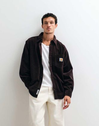 Carhartt Work in Progress Loyde - Chemise &agrave; manches longues en velours c&ocirc;tel&eacute; - Marron fonc&eacute;