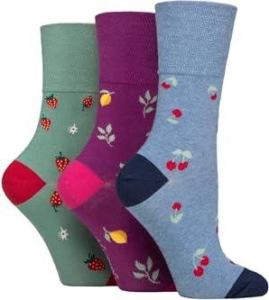 SockShop Gentle Grip Femme Fun Feet Chaussettes Paquet de 3 Fruits 37-42