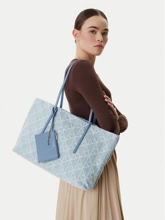 Calvin Klein Handtasche Emblem Aop Denim Tote W/ Pouch LV04F3428G Blau