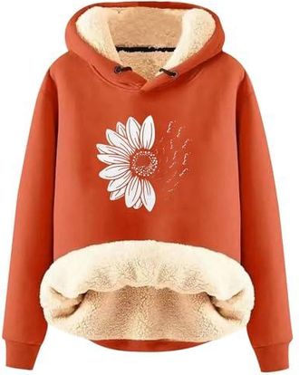 Generic 2026 Vestes pour femme Automne et Hiver Casual Imprim&eacute; chrysanth&egrave;me avec polaire &eacute;paisse pour plus de chaleur Couleur unie Cardigan Veste Sweat &agrave; capu