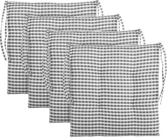 Brandsseller Sitzkissen Stuhlkissen kariert Kissen Sitzpolster Garten Auflage - 40 x 40 cm - anthrazit, hellgrau, braun, beige (4er-Paket, Anthrazit)