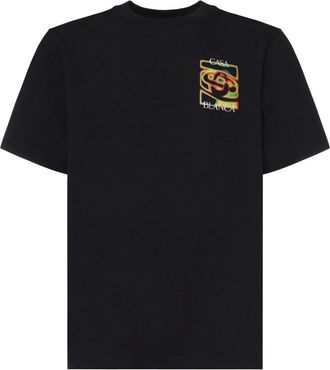 Casablanca Homme, Tops, Noir, Taille: L T-shirt imprim&eacute; &agrave; manches courtes