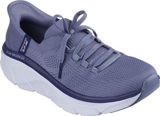 Skechers Damen DLux Walker 2.0 Thrill Movement Sneaker, Slate Knit/Blue Trim, 37.5 EU