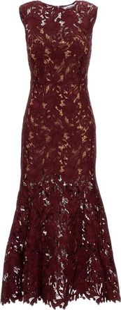 Self Portrait Femme, Robes, Rouge, Taille: 42 FR Guipure Lace Midi Dress