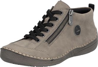 Rieker Schn&uuml;rboots RIEKER, Damen, Gr. 36, grau (dunkelgrau), Nubuklederimitat, Schuhe Schn&uuml;rboots, Sneaker, Schn&uuml;rschuh, Outdoorschuh mit Rei&szlig;verschluss, Top