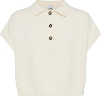 Ichi Ichi - Polo en maille - Femme - Tops - Beige - Taille: 36/38 FR