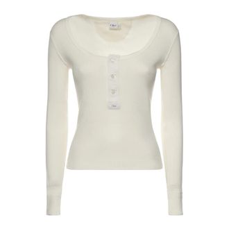 Chlo&eacute; Femme, Pulls, Blanc, Taille: 36 FR Maille ras du cou