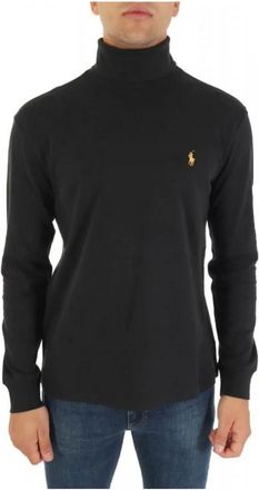 Ralph Lauren Homme, Tops, Noir, Taille: XL Cotton Longsleeve Turtleneck
