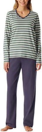 Schiesser Damen Schlafanzug Lang Baumwolle-Nightwear Ensemble de Pijama, Mineral_181756, 50 Femmes