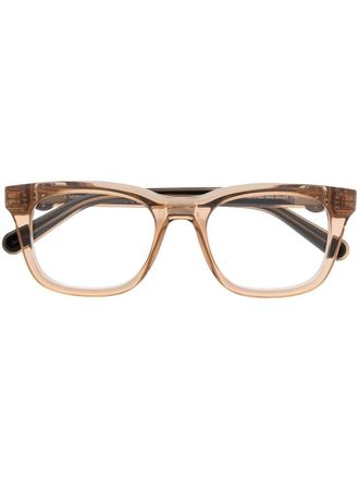 Moncler Brille mit Logo-Schild - Braun