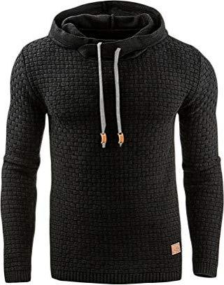 Onsoyours Hommes Pull Sweat &Agrave; Capuche Hooded Hoodies Mode Pull Veste Chaud Pullover Top Automne Hiver Sportif Casual Jacket Haut Automne Hiver Noir XXL