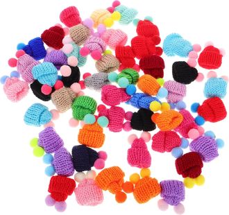 Angoily 50 Mini Strickm&uuml;tzen aus hautfreundlichem Garn, Wiederverwendbare DIY Bastelm&uuml;tzen f&uuml;r Weihnachtsdekoration, winzige Puppenh&uuml;te f&uuml;r Miniaturh&auml;user, Ha