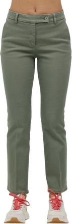 Via Masini 80 Femme, Pantalons, Vert, Taille: 44 FR Pantalon &eacute;vas&eacute; en serg&eacute; de coton