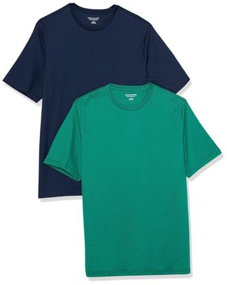 Amazon Essentials Herren T-Shirt Regular-Fit Kurzarm Rundhalsausschnitt 2er Pack Grün/Navy X-Large