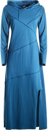 vishes kn&ouml;chellanges Kleid Baumwolle Patchwork Kapuze - Alternative Bekleidung t&uuml;rkis 42