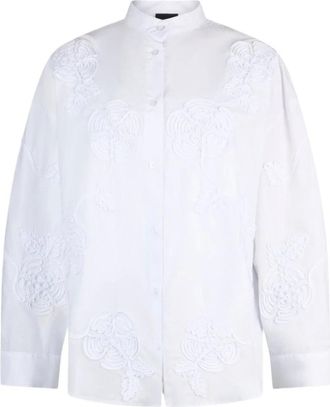 Liu Jo Femme, Blouses et Chemises, Blanc, Taille: 38 FR Chemise 3D Brod&eacute;