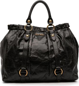 Miu Miu Hobo Bags - Vitello Shine Satchel - Gr. unisize - in Schwarz - f&uuml;r Damen