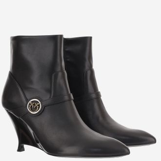 Pinko Womens Ankle Boots Gwen Leather Black Goat