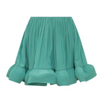 Lanvin Femme, Jupes, Vert, Taille: 36 FR Mini-jupe &agrave; volants en charmeuse
